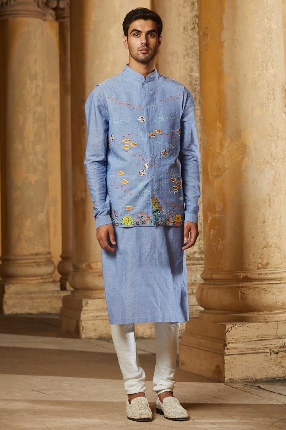 Underwater Hand Embroidered Bandi Set – Rahul Mishra